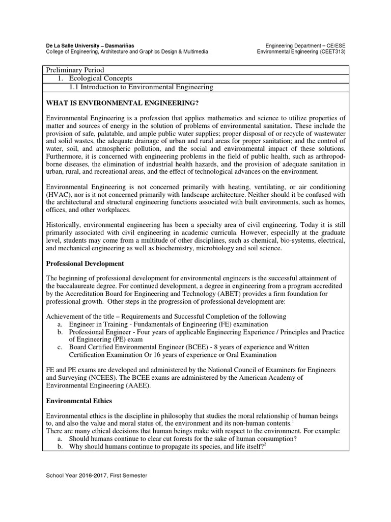 Introduction to Environmental Engineering | PDF | Environmental ...