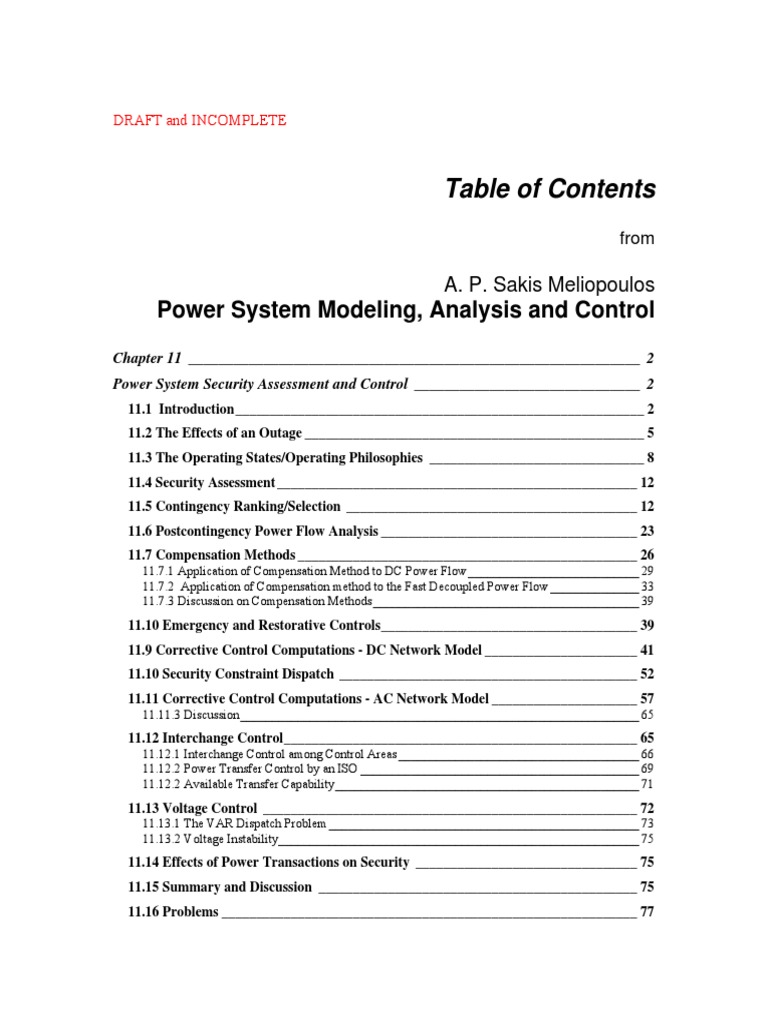 Power System Modeling, Analysis and Control | PDF | Steady State ...