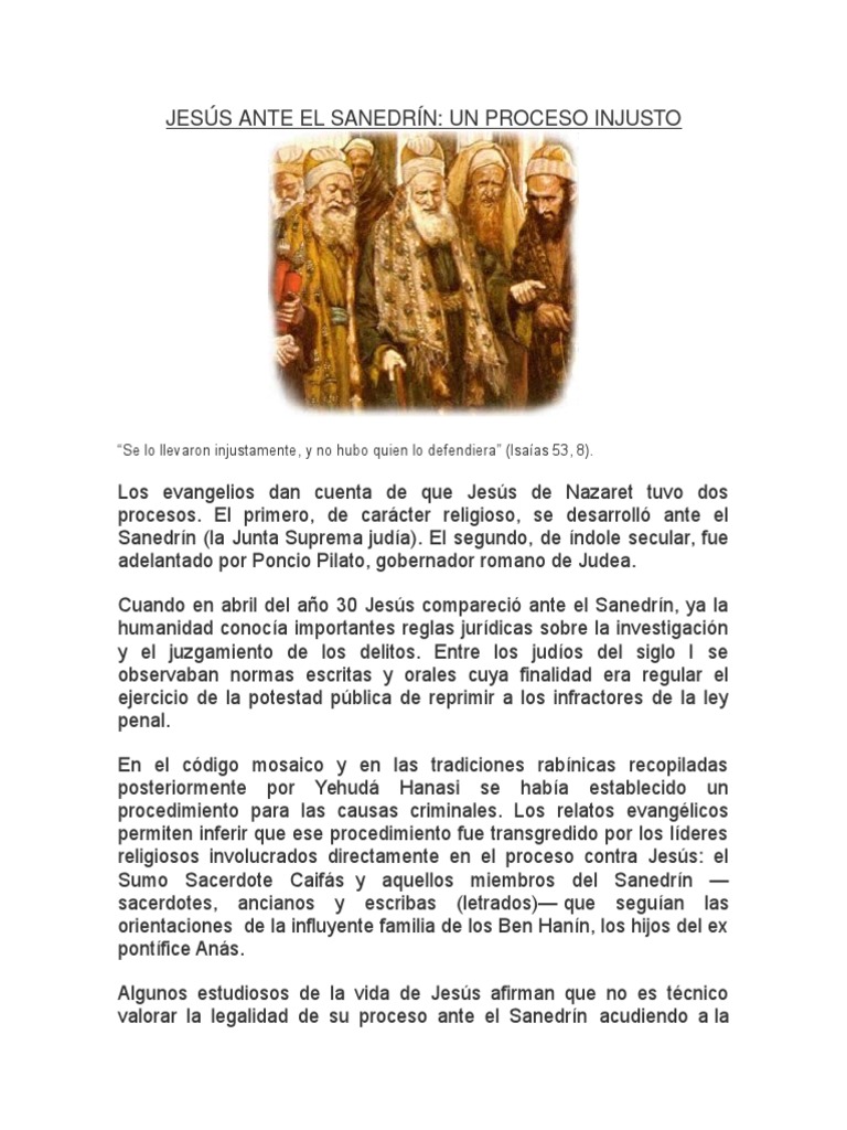 Jesús Ante El Sanedrín | Jesús | Pena capital