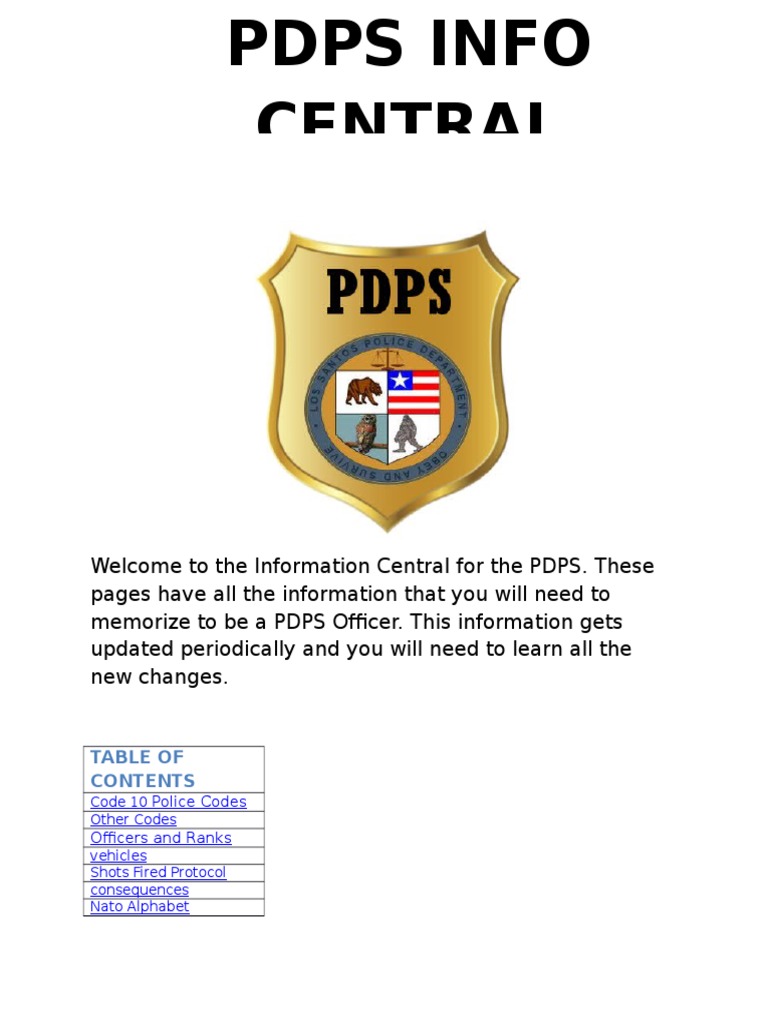 Table Of: Police Codes Officers and Ranks | PDF | Traffic | Police