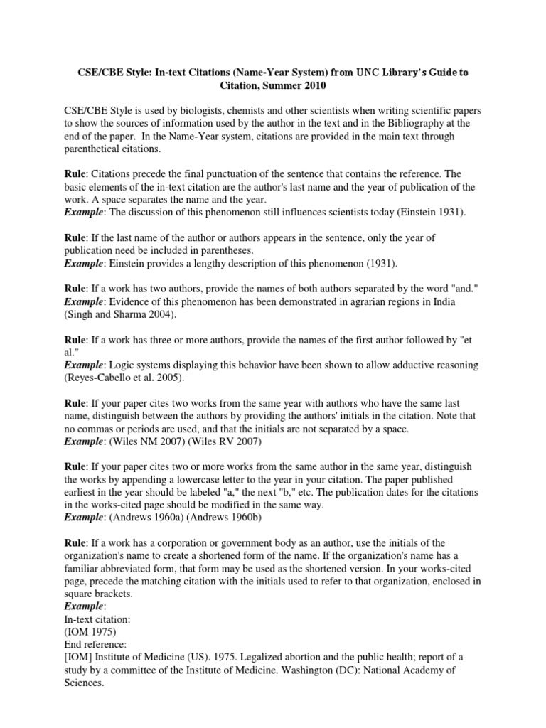 CSE CBE Citation Rules | Citation | Reference CSE CBE Citation Rules | Citation | Reference