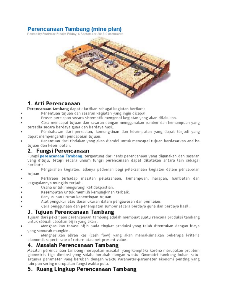 Perencanaan Tambang (Mine Plan) | PDF