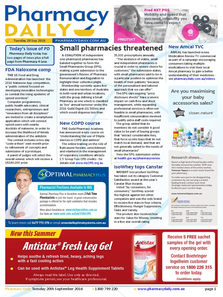 Pharmacy Daily For Tue 20 Sep 2016 - Small Pharmacies Threatened, DDS ...
