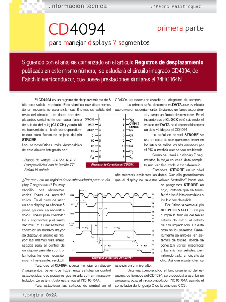 Control de Display 7 Segmentos con CD4094 | PDF | Microcontrolador ...
