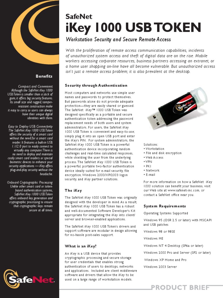 Ikey 1000 Usb Token: Safenet | PDF | Smart Card | Microsoft Windows