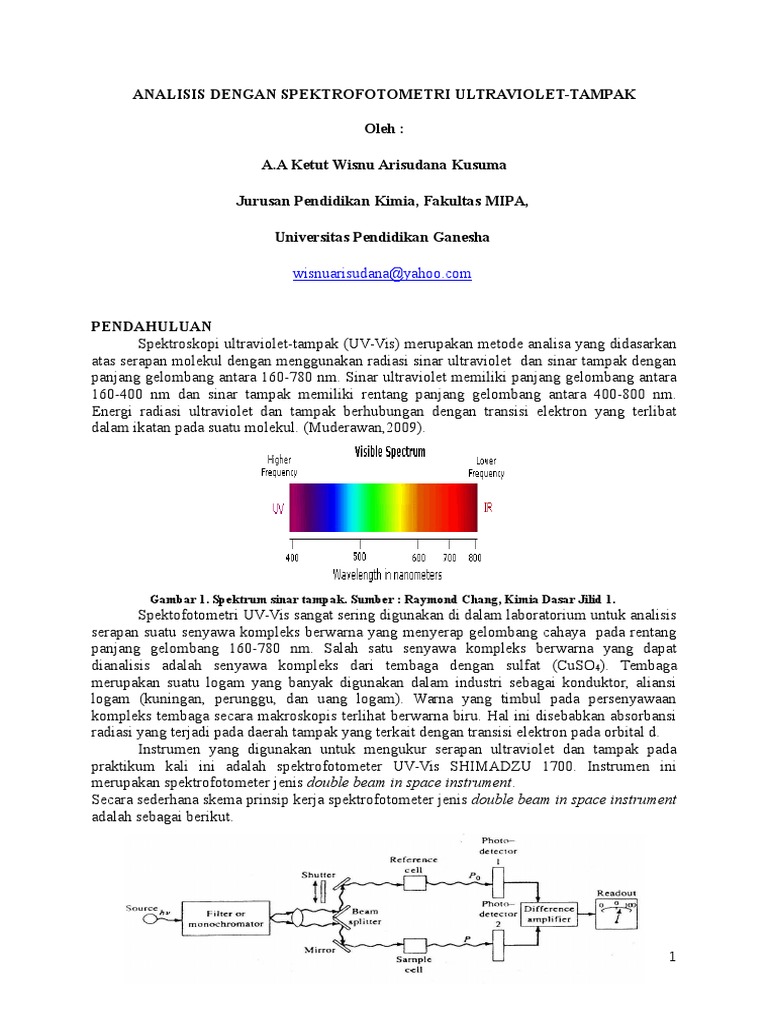 Analisis Dengan Spektrofotometri Ultraviolet Dan Tampak (Repaired) | PDF