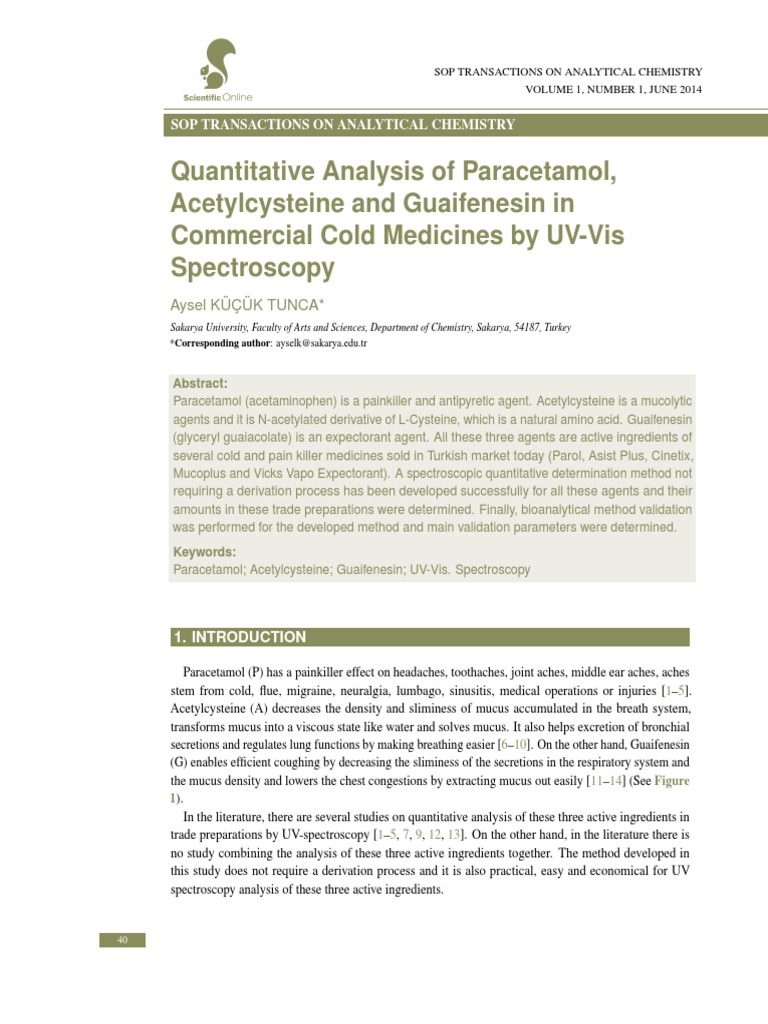 UV-Vis Analysis of Paracetamol in Medicines | PDF | Ultraviolet–Visible ...