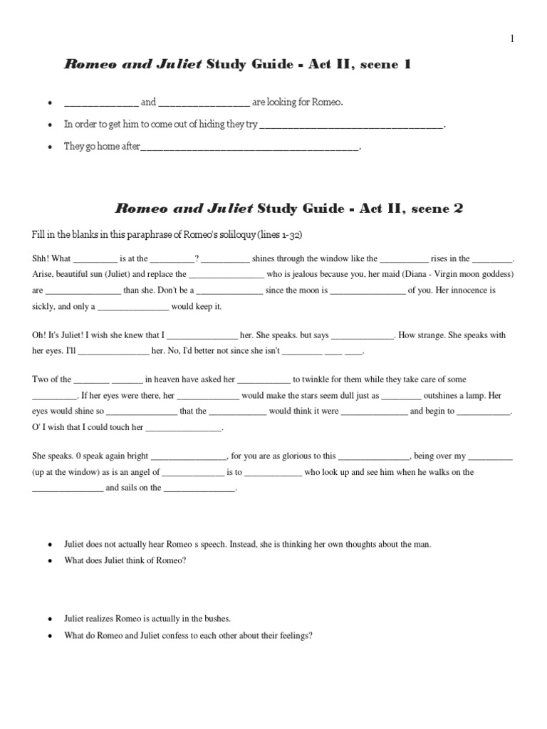 Romeo and Juliet Survival Guide Summaries Reading Questions Packet ...