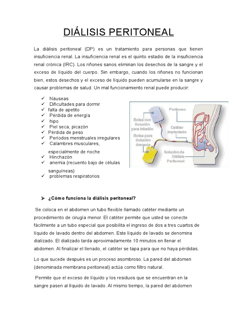 Guía De Diálisis Peritoneal Proceso Y Cuidados Pdf Diálisis
