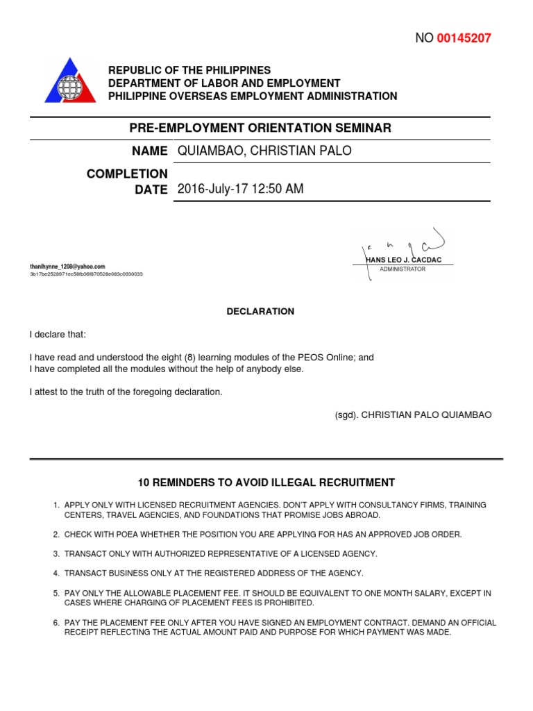 PEOS Completion Certificate and Guidelines | PDF | Social Science