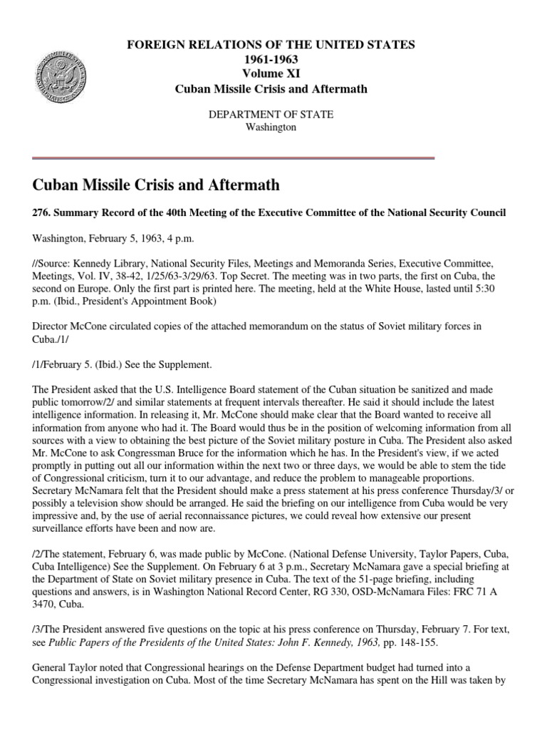 Cuban Missile Crisis CIA - Public - Foia - Frus5 | PDF | Cuba | Central ...