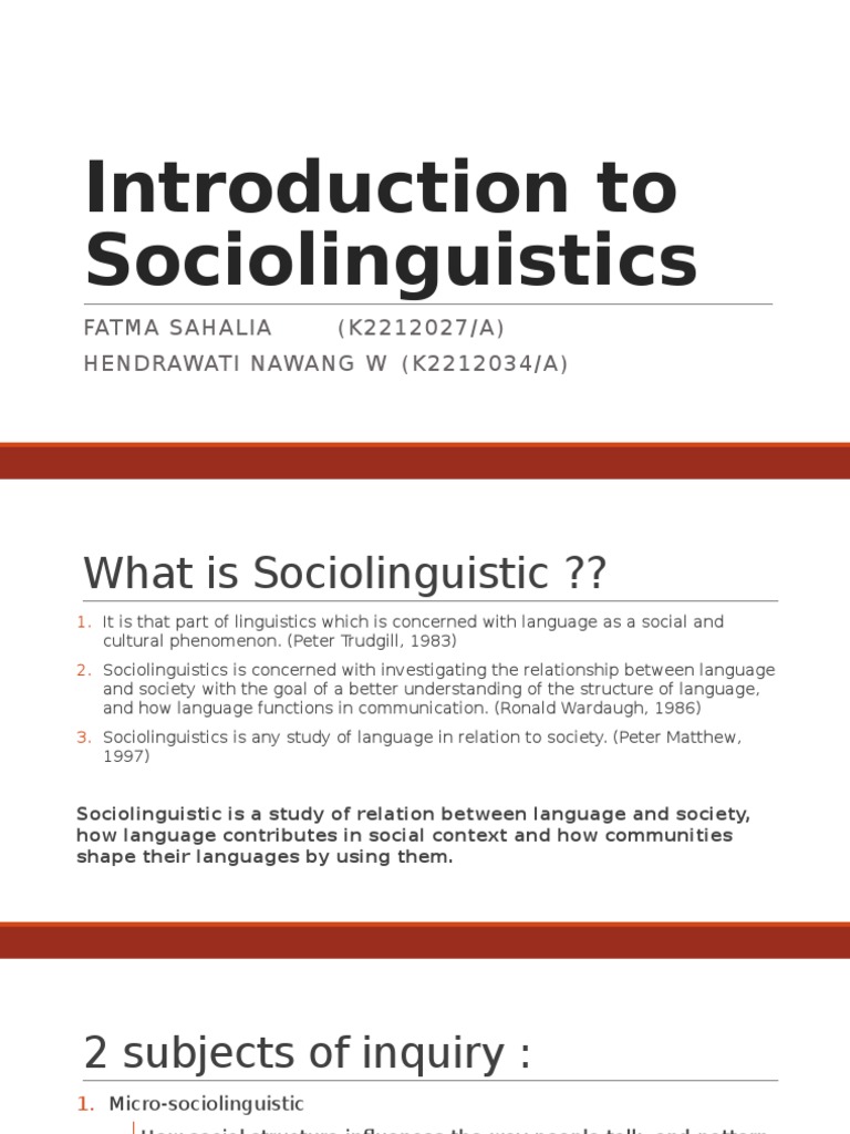 Introduction To Sociolinguistic | Download Free PDF | Sociolinguistics | Linguistics