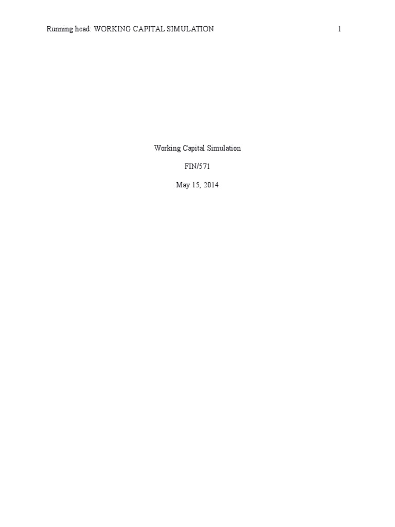 Running Head: Working Capital Simulation 1 | PDF | Career & Growth ...