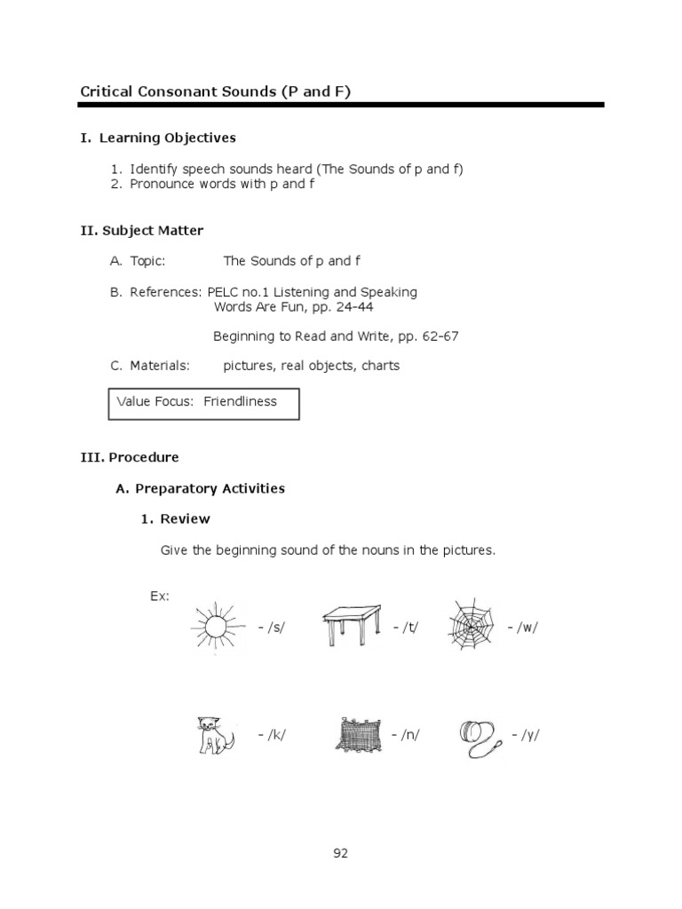 P and F Sounds: Teaching Guide | PDF