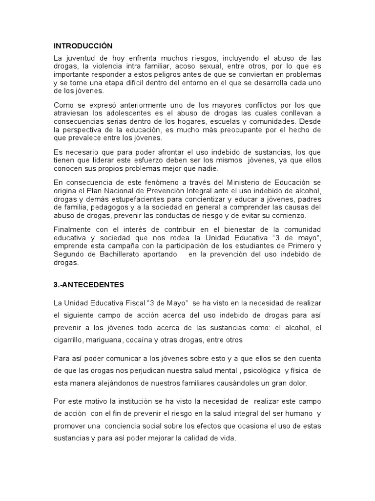 INTRODUCCIÓN | PDF | La dependencia de sustancias | Juventud