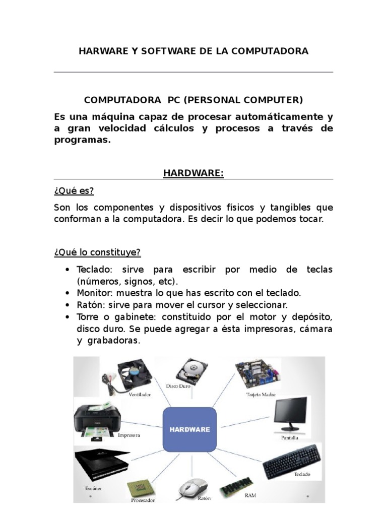 Harware y Software de La Computadora | PDF | Hardware de la computadora ...