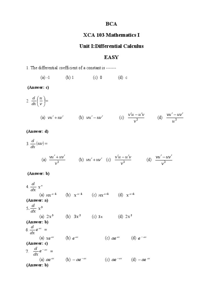 BCA MCQ | Matrix (Mathematics) | Determinant