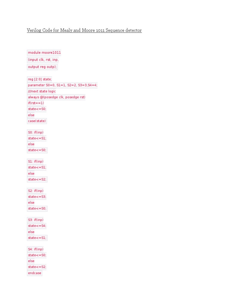 Verilog Code - State Machines | PDF