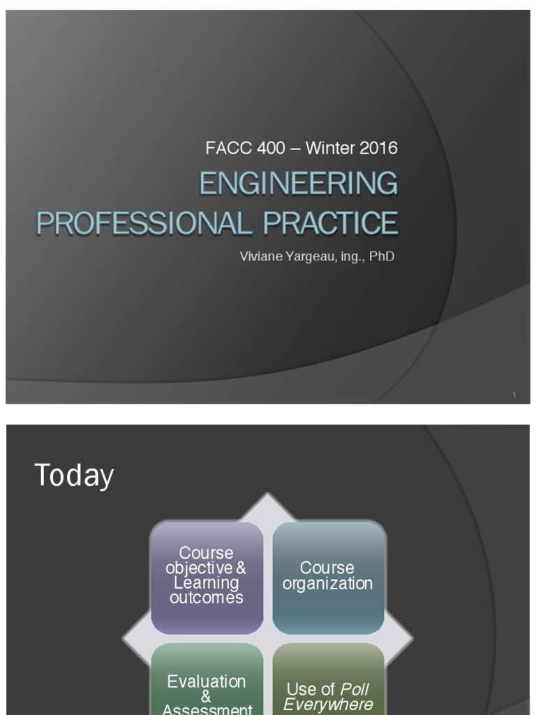 Facc 400 - Winter 2016: Viviane Yargeau, Ing., PHD | PDF | Engineering ...