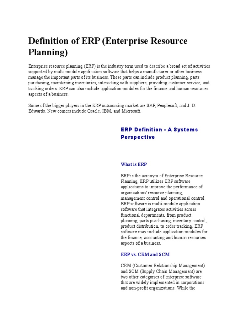 Erp Notes | PDF | Enterprise Resource Planning | Business Process