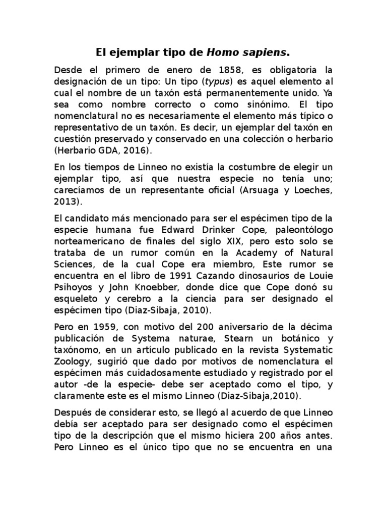 Ejemplar Tipo Homo Sapiens | PDF