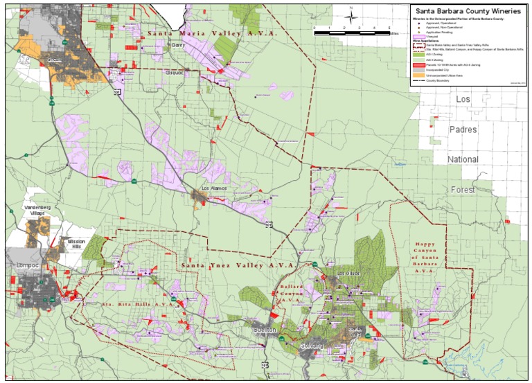 Santa Barbara County Wineries Map | PDF | Crops Originating From Europe ...