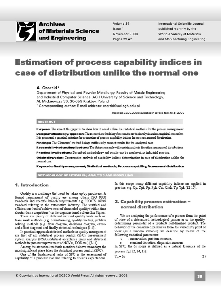SPC For Non-Normal Data | Download Free PDF | Normal Distribution ...