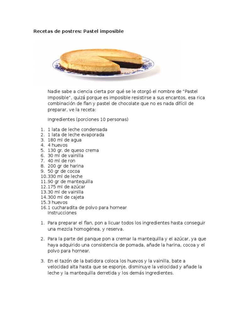 Recetas de Postres | PDF | Postres | Cocinando