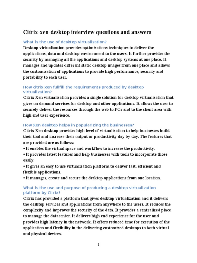 Citrix-xen-Desktop Interview Questions and Answers | PDF | Desktop Virtualization | Remote ...