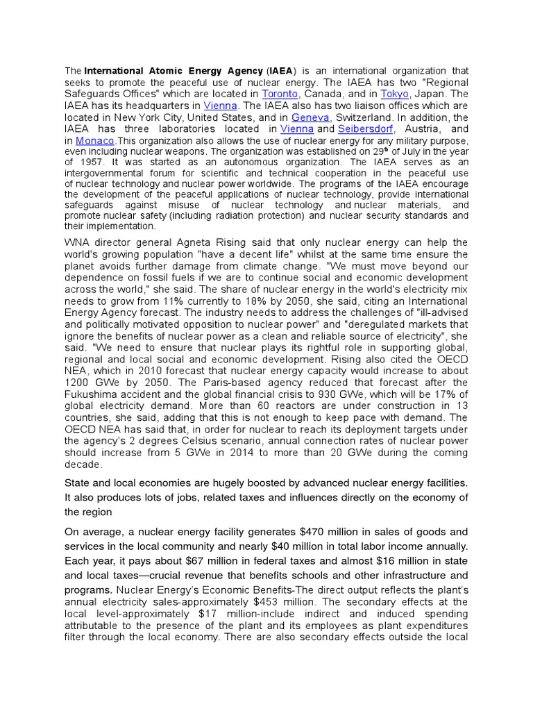 The International Atomic Energy Agency (IAEA) | PDF | International ...