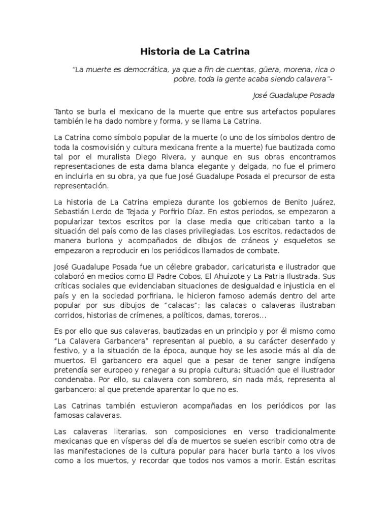 Historia de La Catrina | PDF | Cultura (general)
