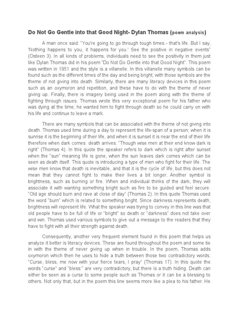 Do Not Go Gentle Into That Good Night (Poem Analysis) | Poetry ...