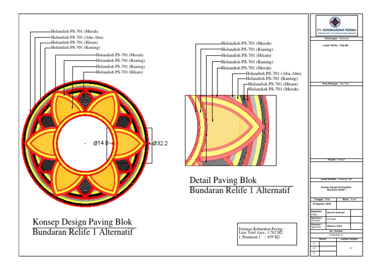 Konsep Design Paving Blok Bundaran 1 | PDF