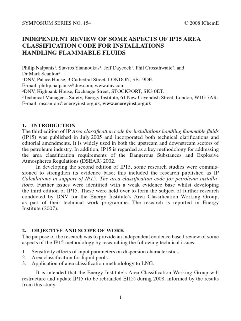 IP15 Area Classification Code For Installations Handling Flammable ...