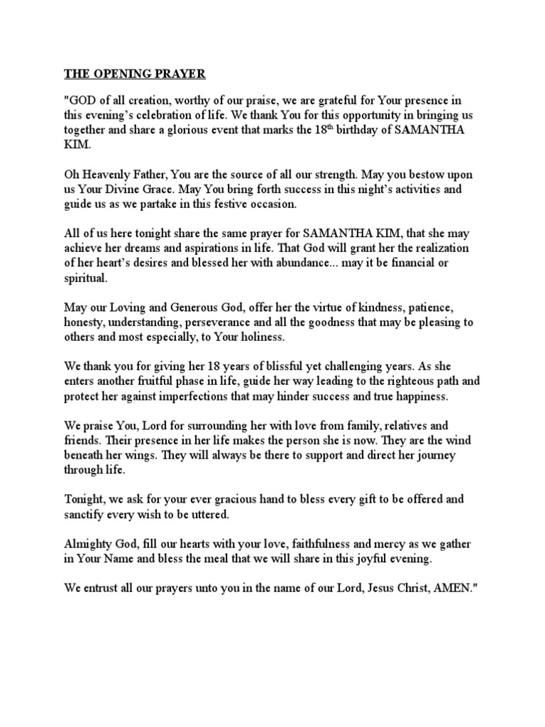 The Opening Prayer | PDF