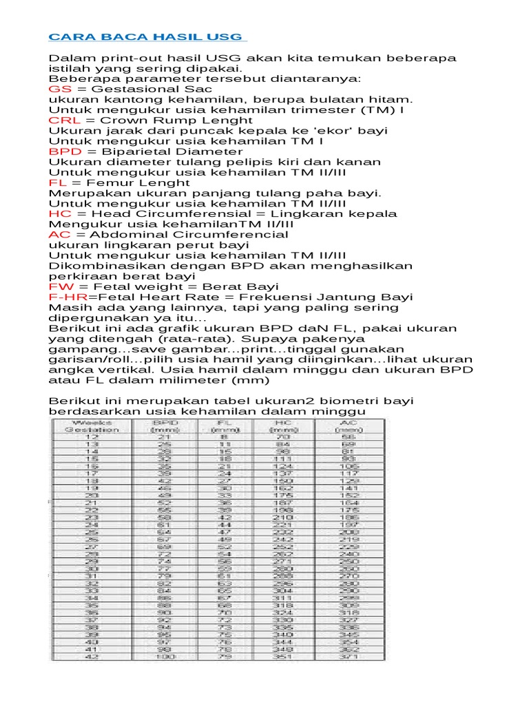 Cara Baca Hasil Usg | PDF