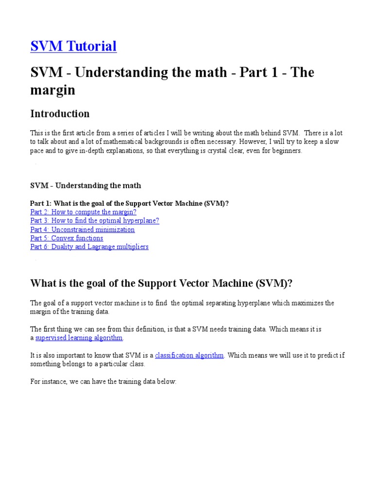 SVM Tutorial Part1 | PDF | Support Vector Machine | Algorithms