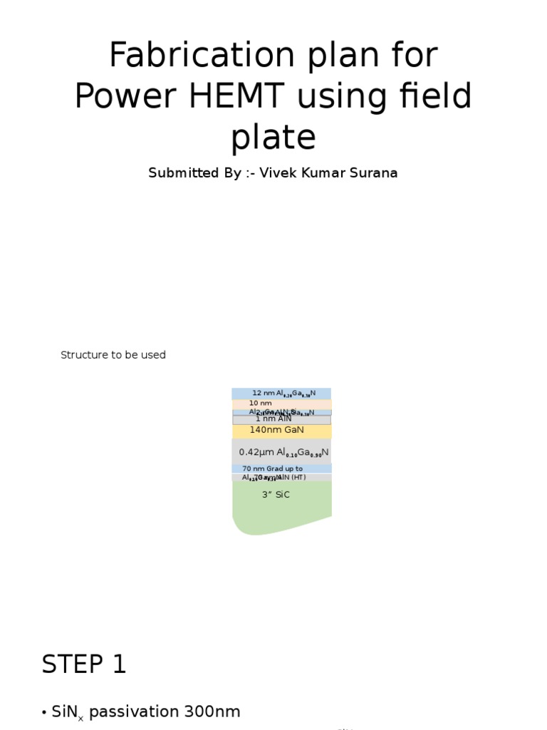 Power HEMT Fabrication Process | PDF | Microtechnology | Chemical ...
