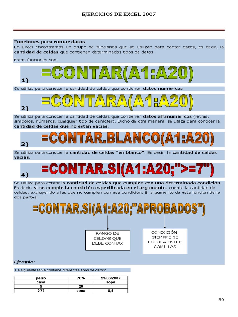 Ejercicios de Excel 2007 Basico 7 | PDF | Microsoft Excel | Tipo de datos