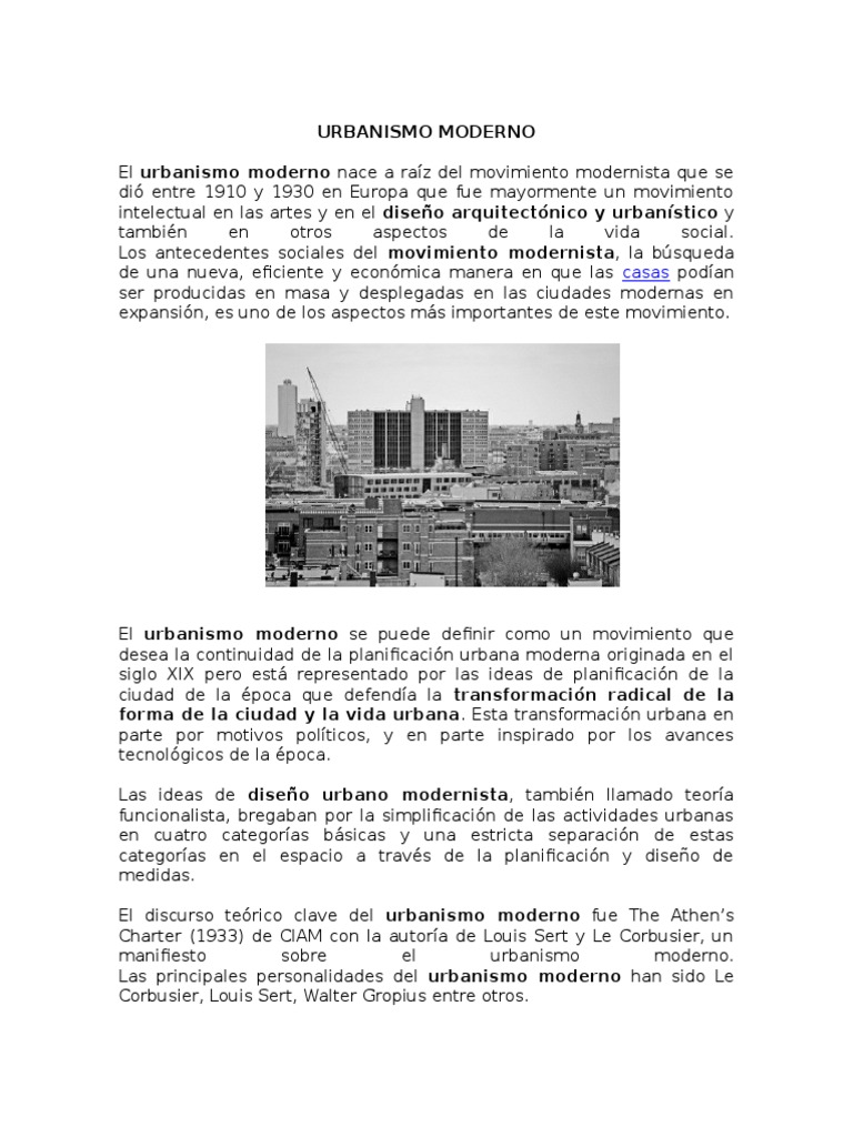 Urbanismo Moderno y Le Corbusier | PDF | Urbanismo | Diseño