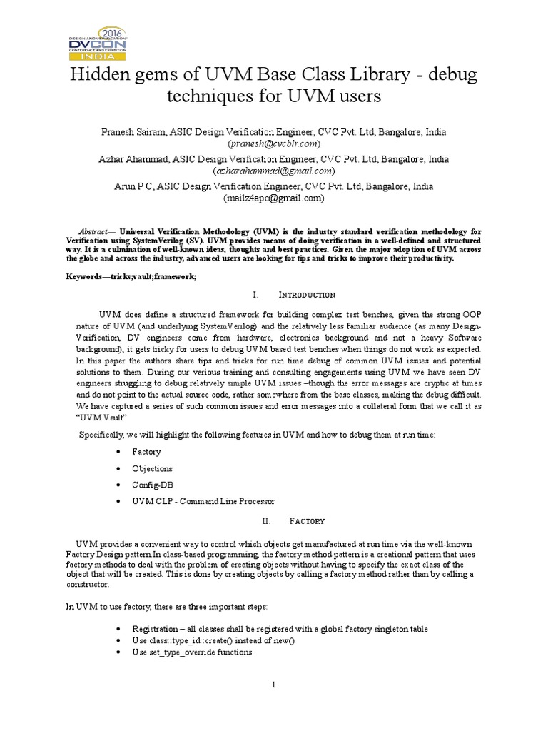 CVC Uvm DBG Paper Dvcon in 2016 | PDF | Command Line Interface | Class (Computer Programming)