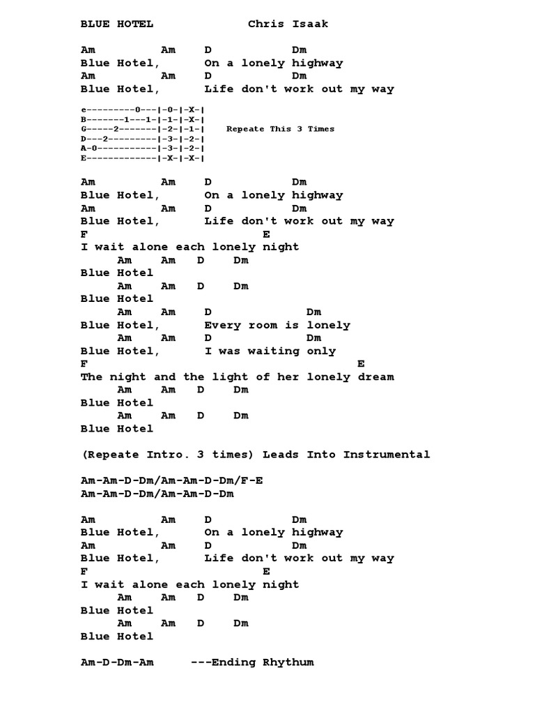 Blue Hotel Chris Isaak | PDF