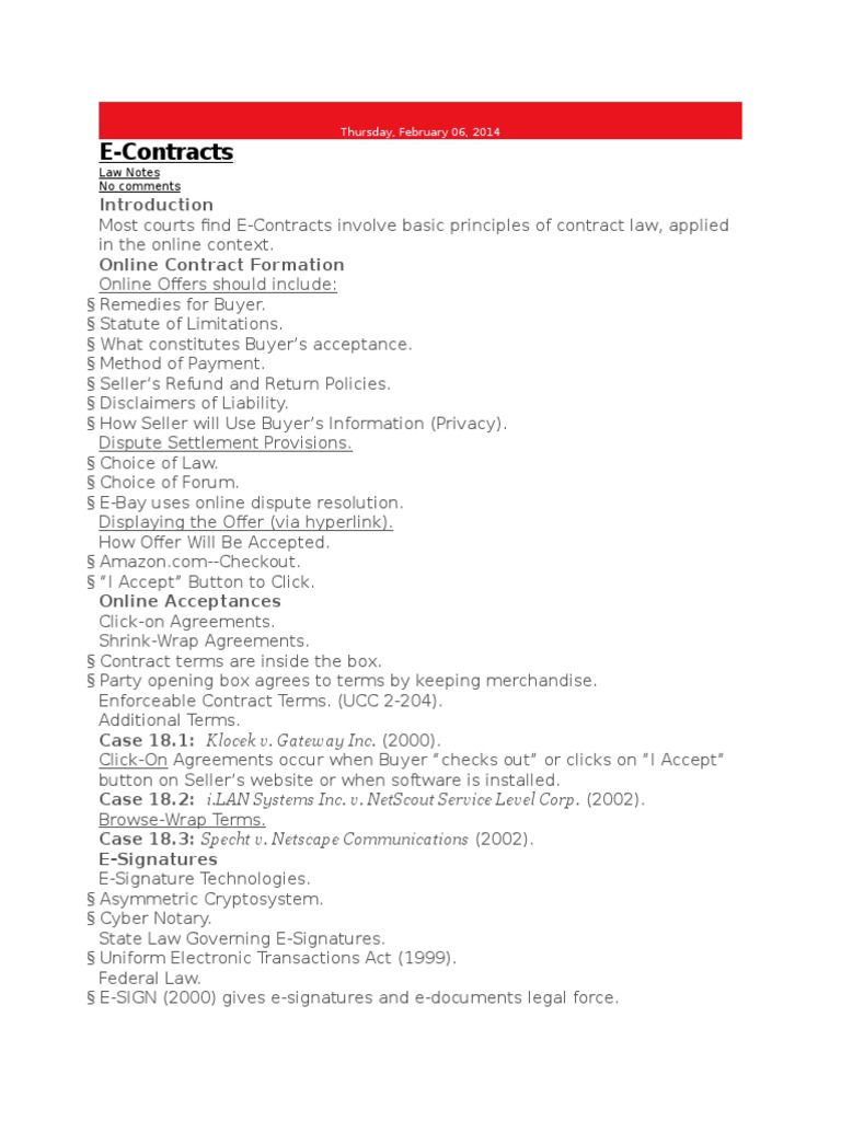 E Contracts | PDF | Finance & Money Management