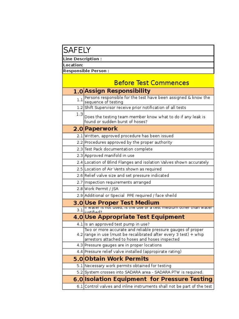 Checklist - Hydro Test | PDF | Science & Mathematics