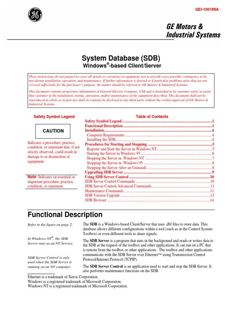 GEI-100189A System Database (SDB) Windows - Based ClientServer PDF | Download Free PDF ...