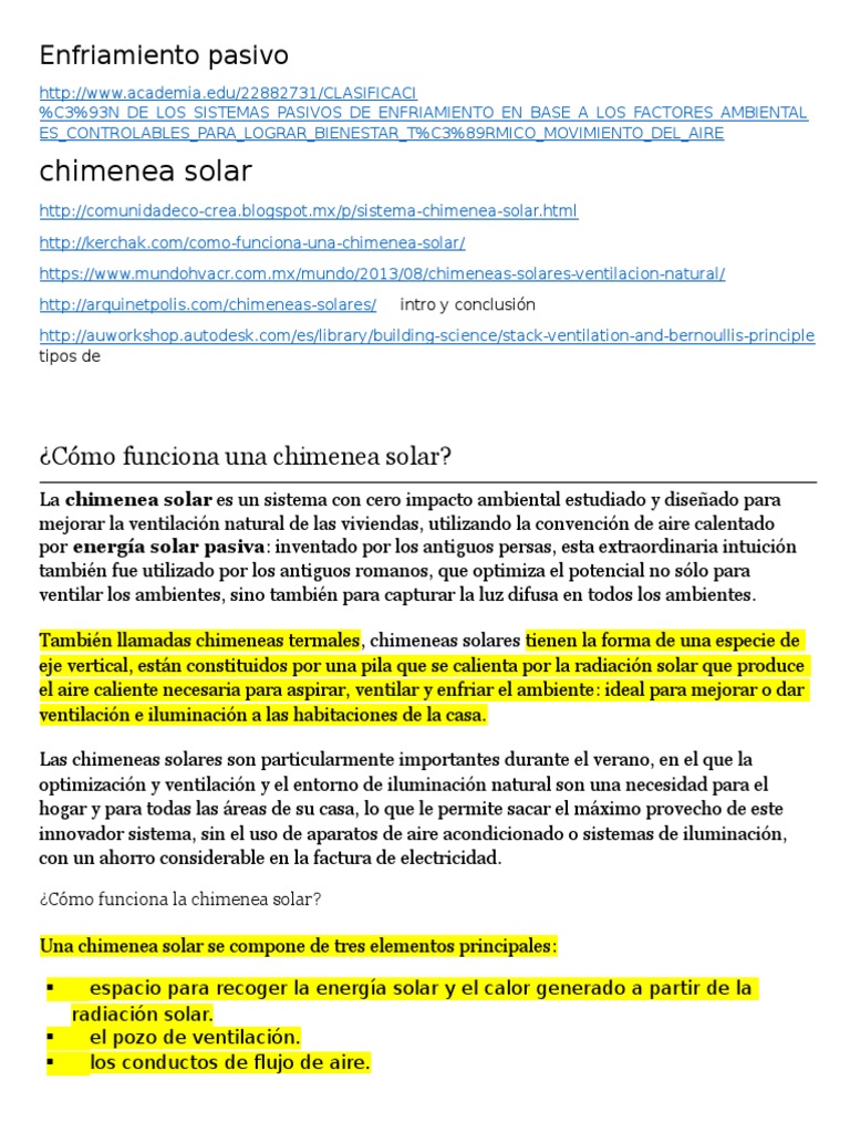 Funcionamiento de la Chimenea Solar | PDF | Energía solar | Hogar