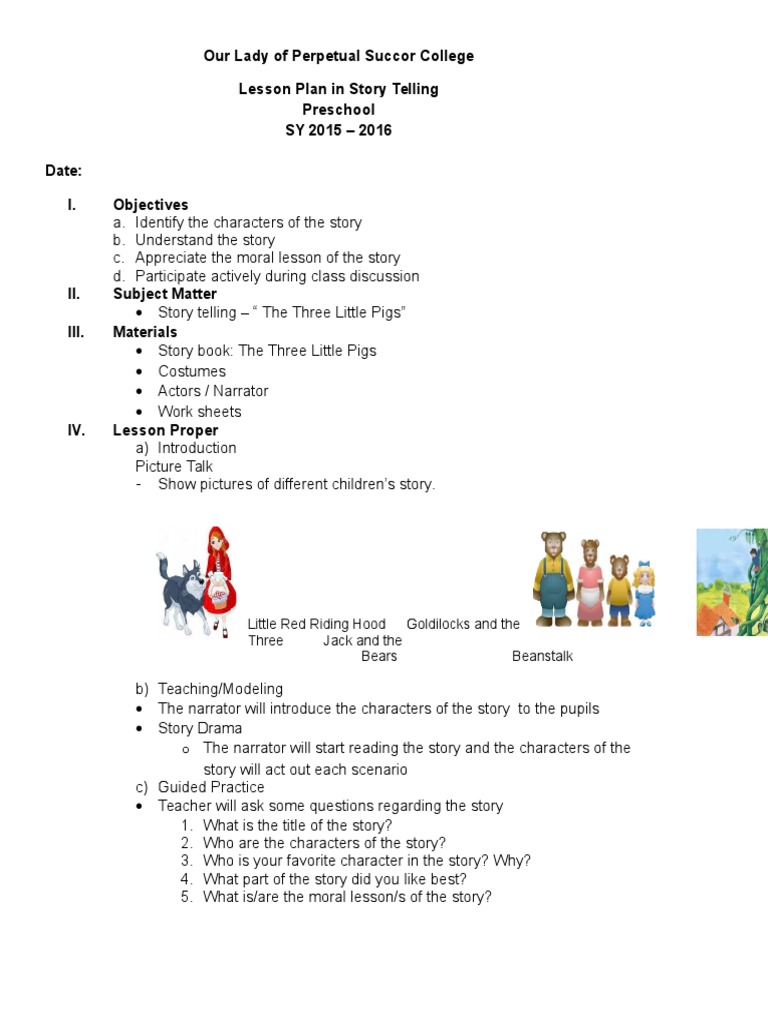 Lesson Plan in Story Telling | PDF