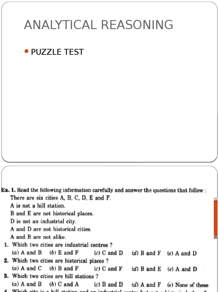 Analytical Reasoning Puzzle Test | PDF