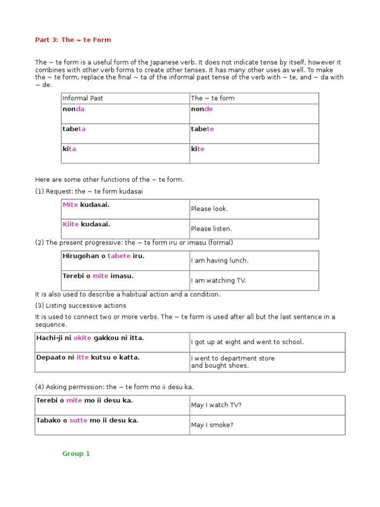 Part 3 (The Te Form) | PDF