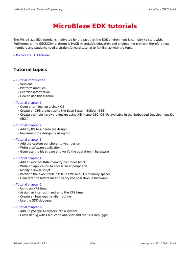 MicroBlaze EDK Tutorial | PDF | Library (Computing) | Embedded System
